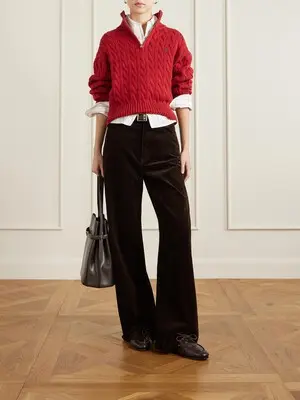 Polo Ralph Lauren Cable-knit Cotton Half-zip Sweater