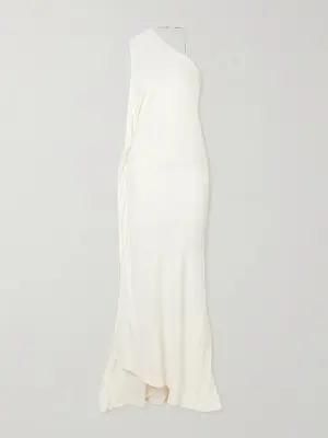 Victoria Beckham One-shoulder Embellished Draped Gown