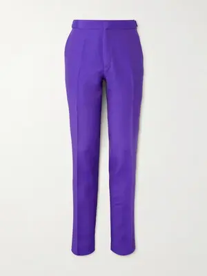 TOM FORD Slim-fit Wool And Silk-blend Trousers - Purple