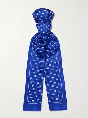 TOM FORD Polka-dot Silk-satin Scarf - Blue