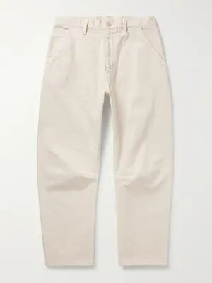NILI LOTAN Emir Straight-leg Cotton-blend Twill Trousers - Neutrals