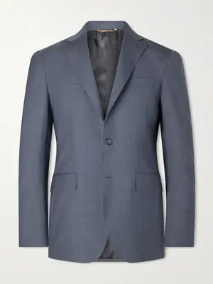 Canali Kei Super 30s Wool Blazer - Blue