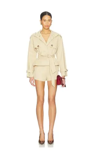 Line & Dot Kaelin Trench Style Romper - Beige