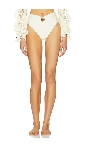 PatBO Jade High Waist Bikini Bottom - Off-white