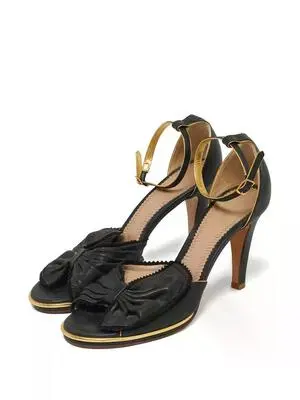 Chloé Bow-embellishment Leather Sandals - Black