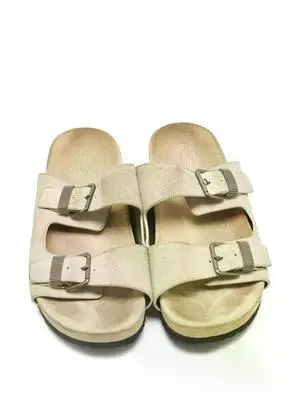 Brunello Cucinelli Suede Buckle Flat Sandals