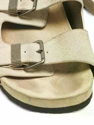 Brunello Cucinelli Suede Buckle Flat Sandals