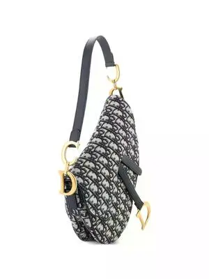 Dior Saddle Oblique Canvas Medium Shoulder Bag - Blue