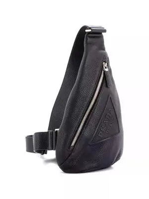 Prada Triangle Logo Leather Sling Backpack