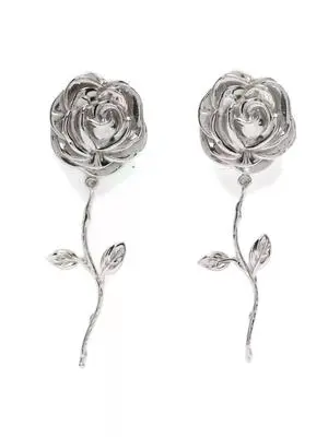 Magda Butrym Rose Stem Drop Earrings - Silver