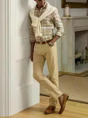 Ralph Lauren Purple Label Slim Twill Trousers - Neutrals