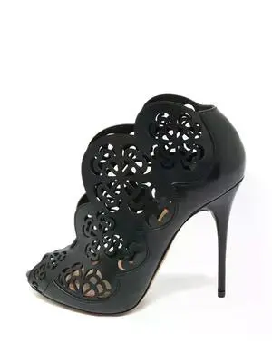 Alexander McQueen Floral-cut Peep-toe Boots