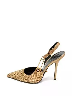 Versace Crystal-embellished Safety Pin Pumps