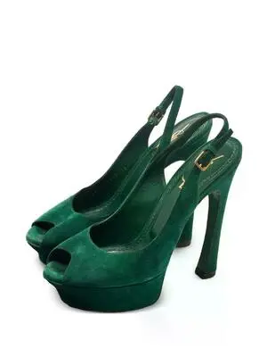 Saint Laurent Peep-toe Platform Pumps - Green