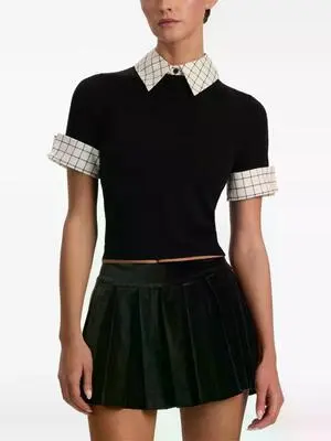 Alice + Olivia Aster Plaid Collar Sweater