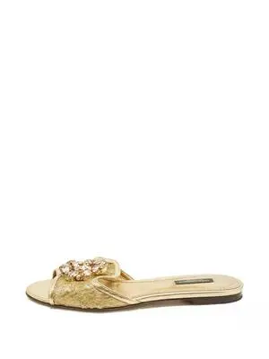 Dolce & Gabbana Lace Overlay Flat Sandals