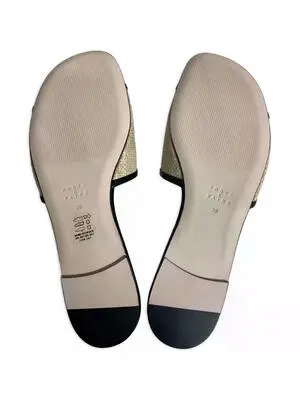 PORTE & PAIRE Leather-trim Raffia Slides