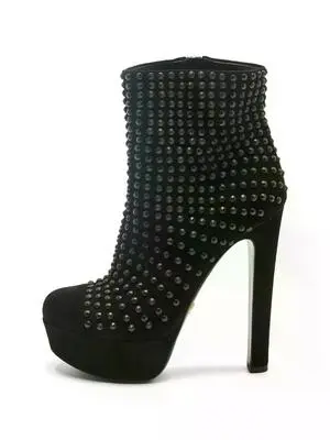 Prada Suede Studded Block Heel Boots