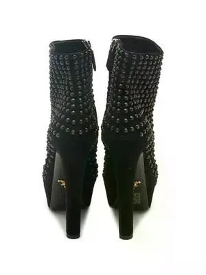 Prada Suede Studded Block Heel Boots