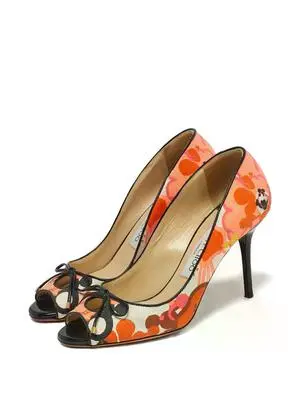 JIMMY CHOO Floral-patterned Peep-toe Pumps
