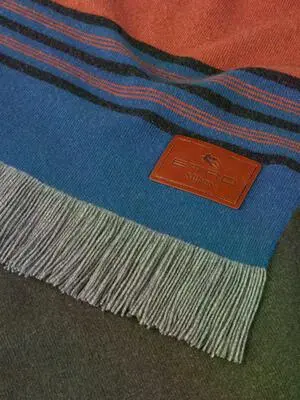 Etro Striped Wool-blend Throw Blanket