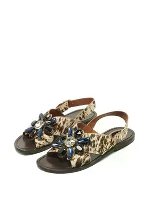 Marni Calf-hair Crystal Embellished Sandals
