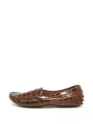 TOD'S Vintage Gommini Croc-embossed Leather Loafers