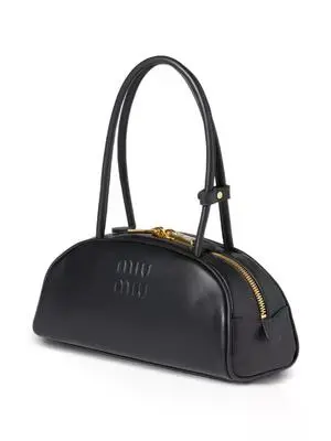 Miu Miu Beau Embossed Logo Shoulder Bag - Black