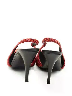 Saint Laurent Tweed Cap-toe Slingback Pumps