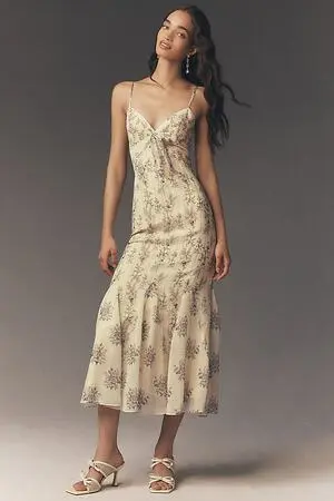 Bhldn Hazel Bow Godet Chiffon Dress