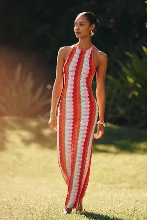 PQ SWIM Aurelia Crochet Halter Maxi Dress