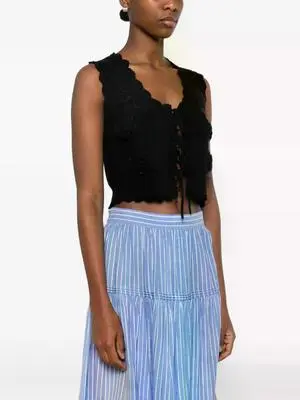 GANNI Sleeveless Vest With Crochet Flowers