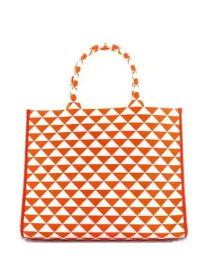 Prada Symbole Jacquard Large Tote Bag - Orange