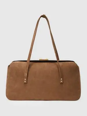 REISS Anika Suede Bowling Bag