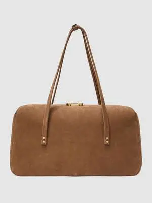 REISS Anika Suede Bowling Bag