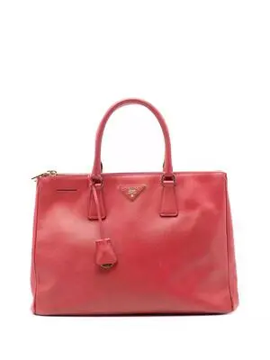 Prada Large Saffiano Lux Galleria Double Zip Satchel - Red