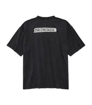 Balenciaga Cotton Masking Tape Logo T-shirt - Black