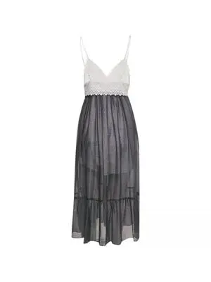 Sandro Crepe Lace Strappy Dress