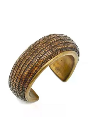 Carolina Herrera Textured Leather Cuff Bracelet - Gold