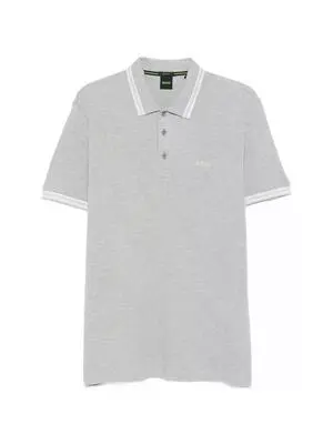 BOSS Striped-collar Polo Shirt - Grey