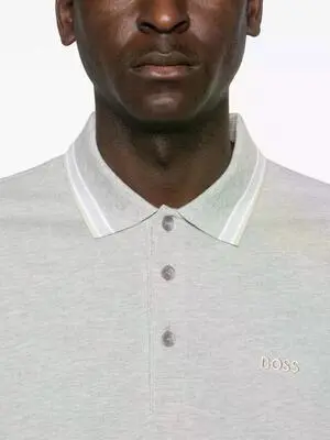 BOSS Striped-collar Polo Shirt - Grey