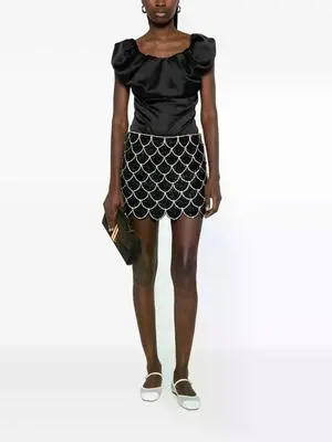 Alice + Olivia Beaded Scalloped Mini Skirt
