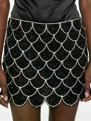 Alice + Olivia Beaded Scalloped Mini Skirt