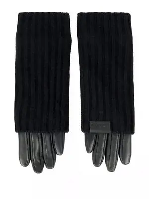 Loewe Ribbed Leather Gloves - Black