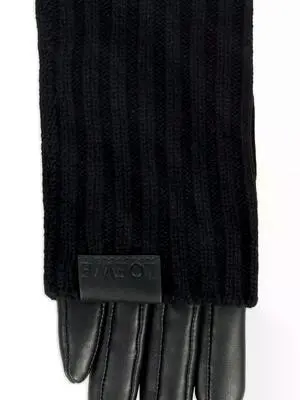 Loewe Ribbed Leather Gloves - Black