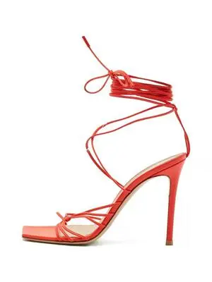 GIANVITO ROSSI Square Leather High Heel Sandals