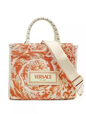 Versace Canvas Raffia Tote Bag