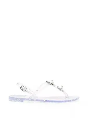 Casadei Embellished T-strap Sandals - White