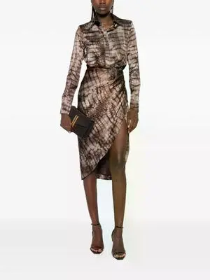 Elisabetta Franchi Patterned Collared Midi Dress