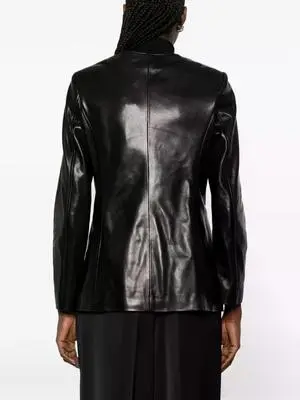 Nour Hammour Maud Leather Button-up Jacket
